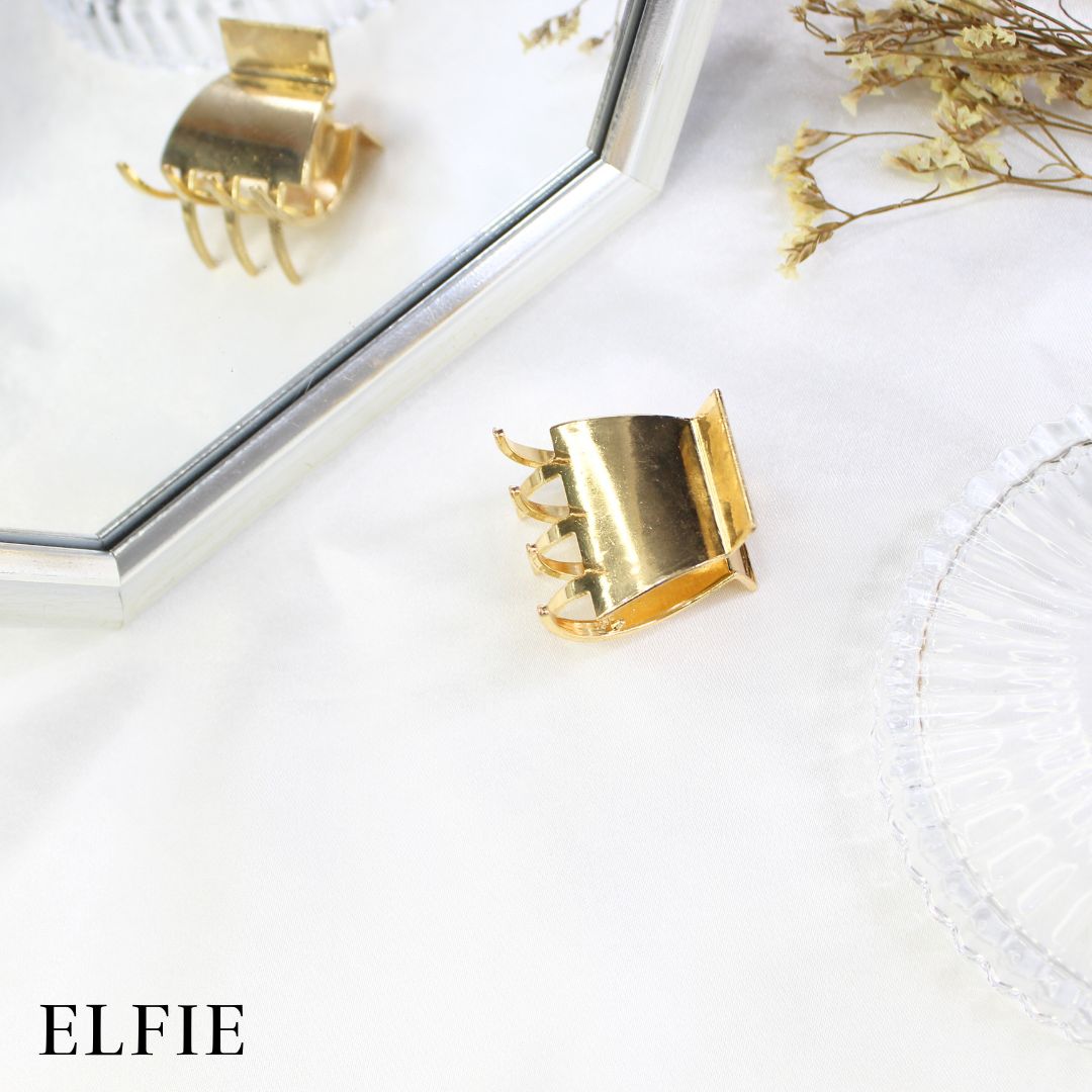 Mini Aesthetic Gold Metal Hair Claw – ELFIE